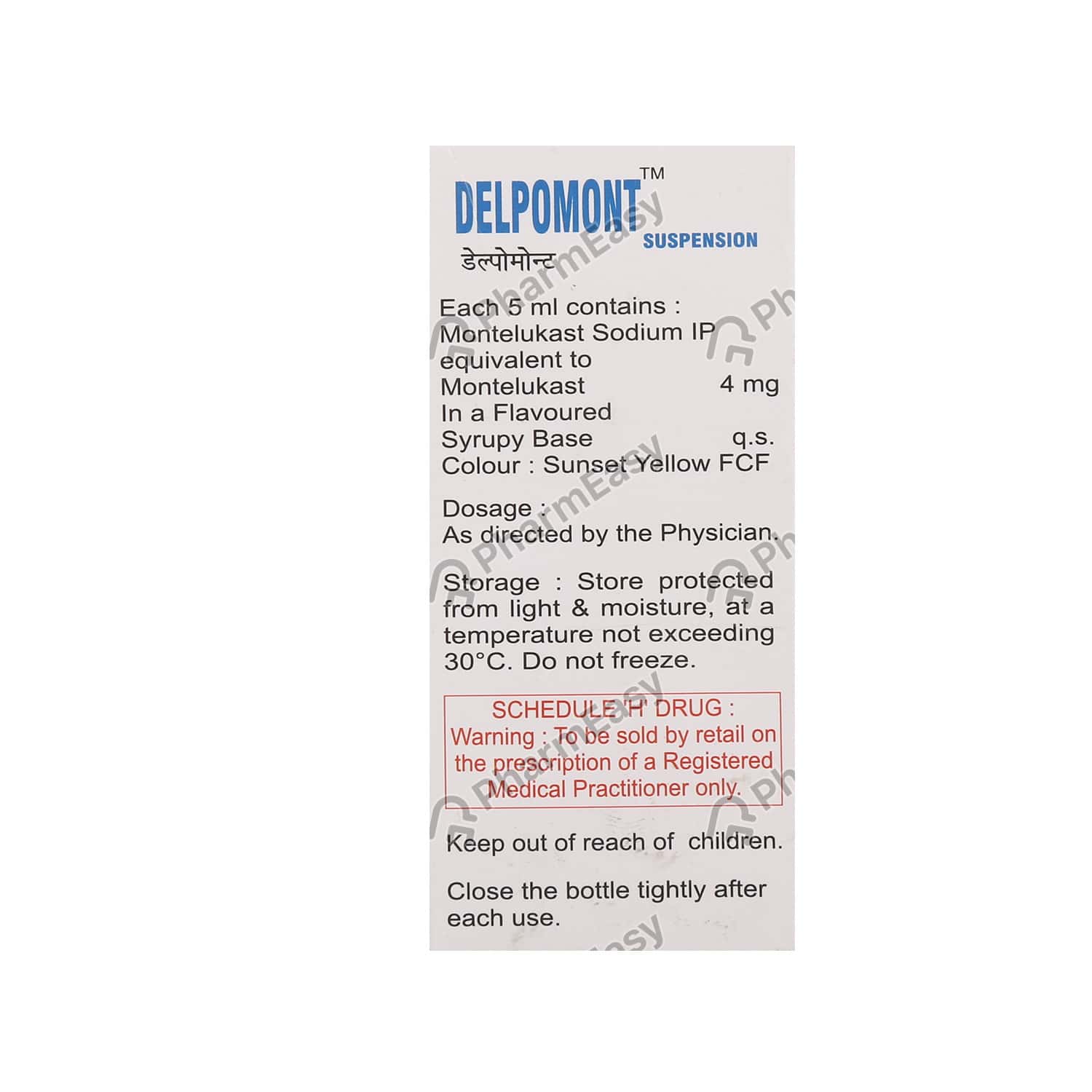 Buy Delpomont 4 MG Suspension (100) Online at Flat 18% OFF* | PharmEasy