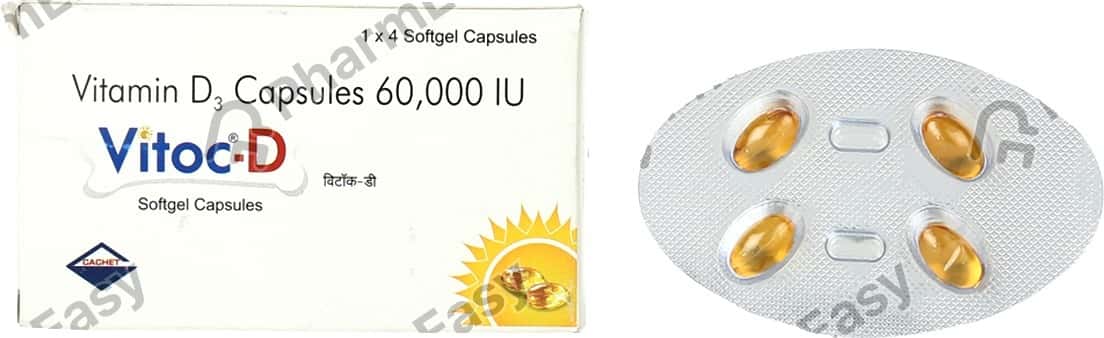 Vitoc D 60000 IU Capsule (4): Uses, Side Effects, Price, Dosage ...