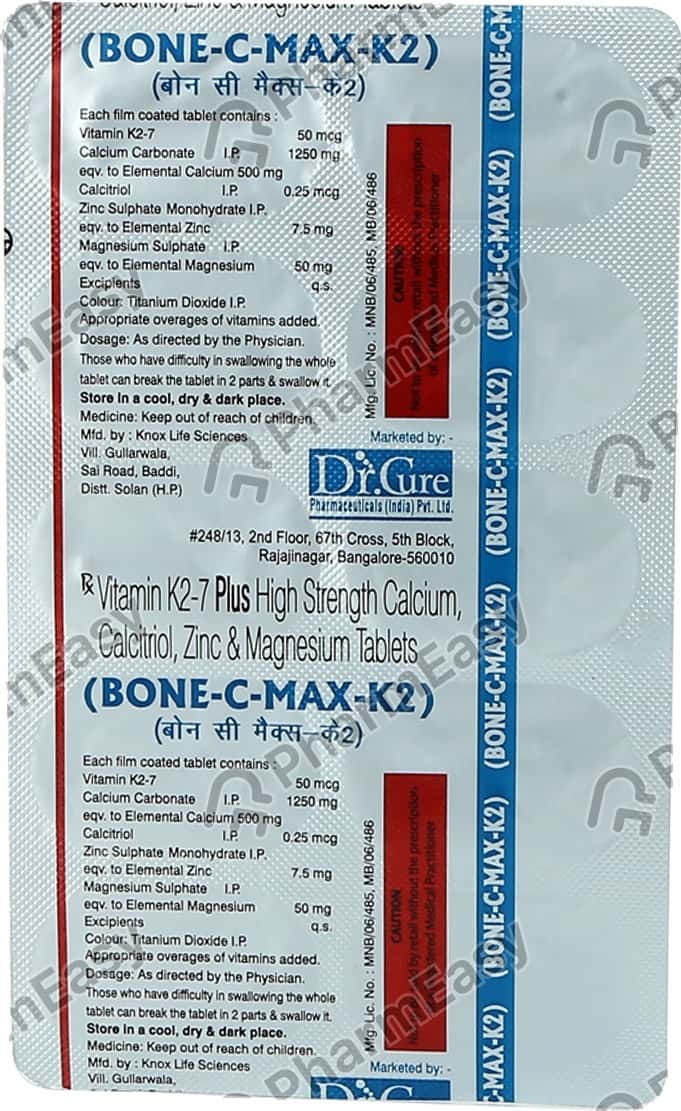 Buy Bone C Max K2 Strip Of 10 Tablets Online at Flat 15% OFF | PharmEasy