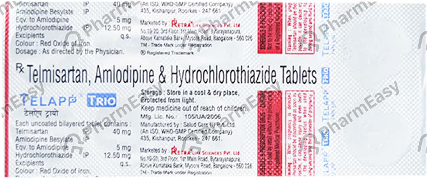 Telapp Trio 40mg Strip Of 10 Tablets: Uses, Side Effects, Price ...