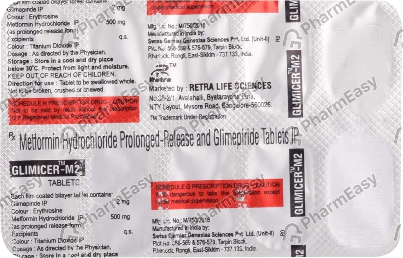 Glimicer M 2mg Strip Of 10 Tablets: Uses, Side Effects, Price & Dosage ...