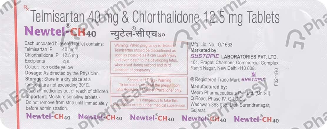 Newtel Ch 40mg Strip Of 10 Tablets: Uses, Side Effects, Price & Dosage | PharmEasy