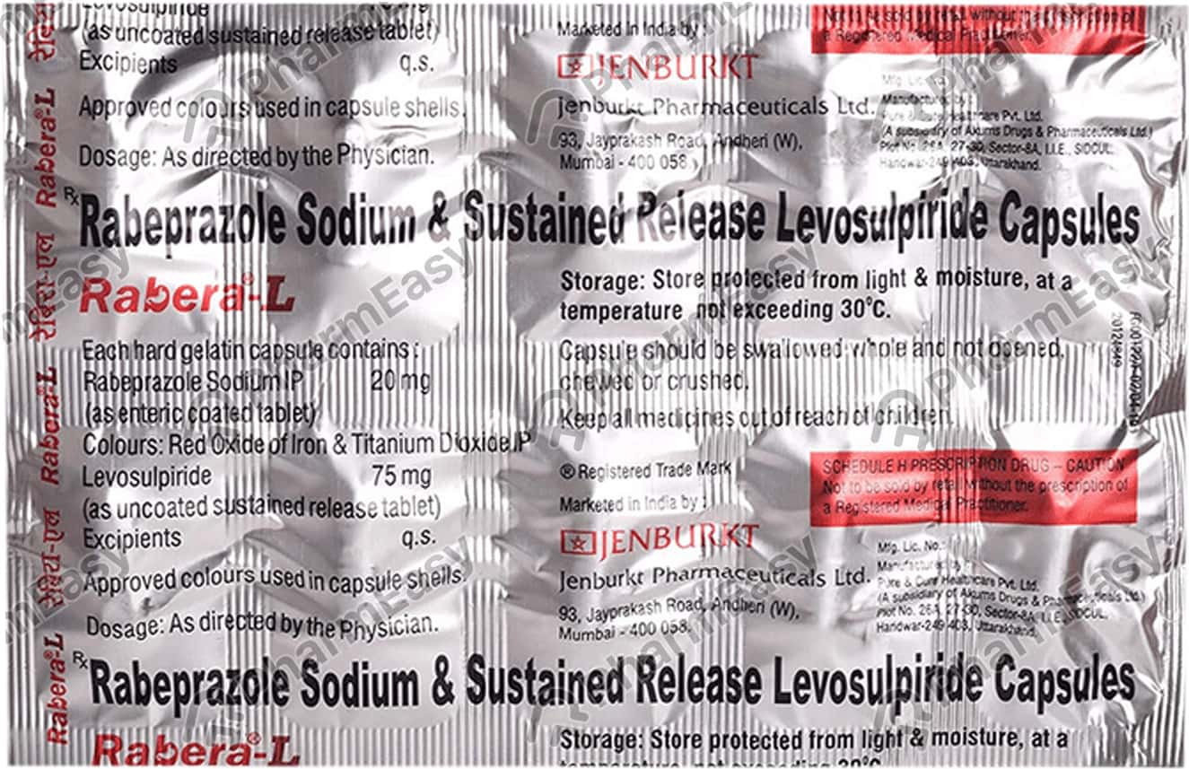 Rabera L Strip Of 10 Capsules: Uses, Side Effects, Price & Dosage ...
