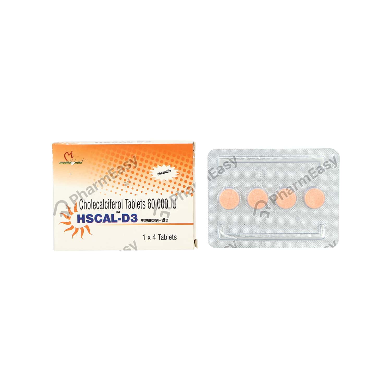 Hscal D3 60000 IU Tablet (4) - Uses, Side Effects, Dosage, Composition ...