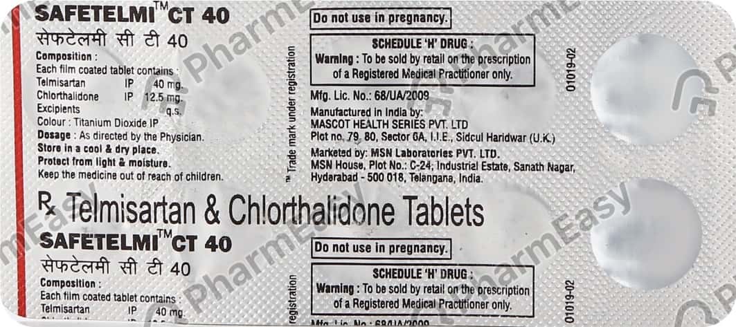 Safetelmi Ct 40mg Strip Of 10 Tablets: Uses, Side Effects, Price ...