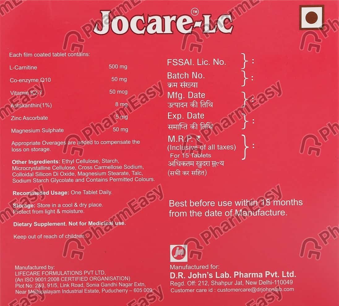 Buy Jocare Lc Tablet 15'S Online at Flat 15% OFF | PharmEasy