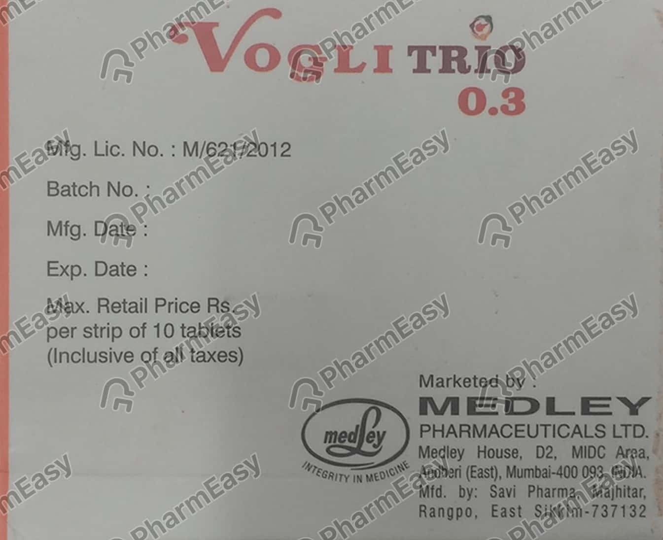 Vogli Trio 0.3mg Strip Of 10 Tablets: Uses, Side Effects, Price ...