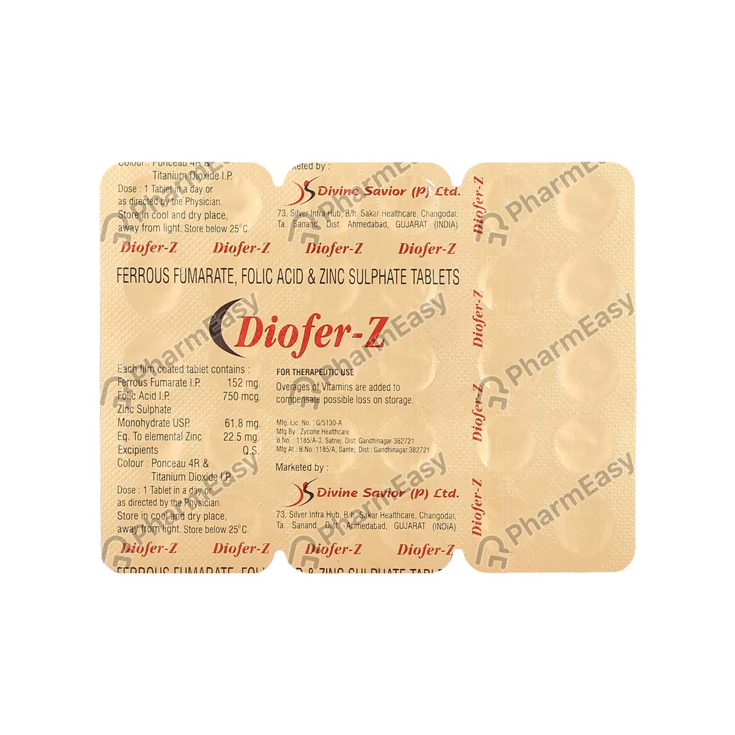 Diofer Z Tablet (30) - Uses, Side Effects, Dosage, Composition & Price ...