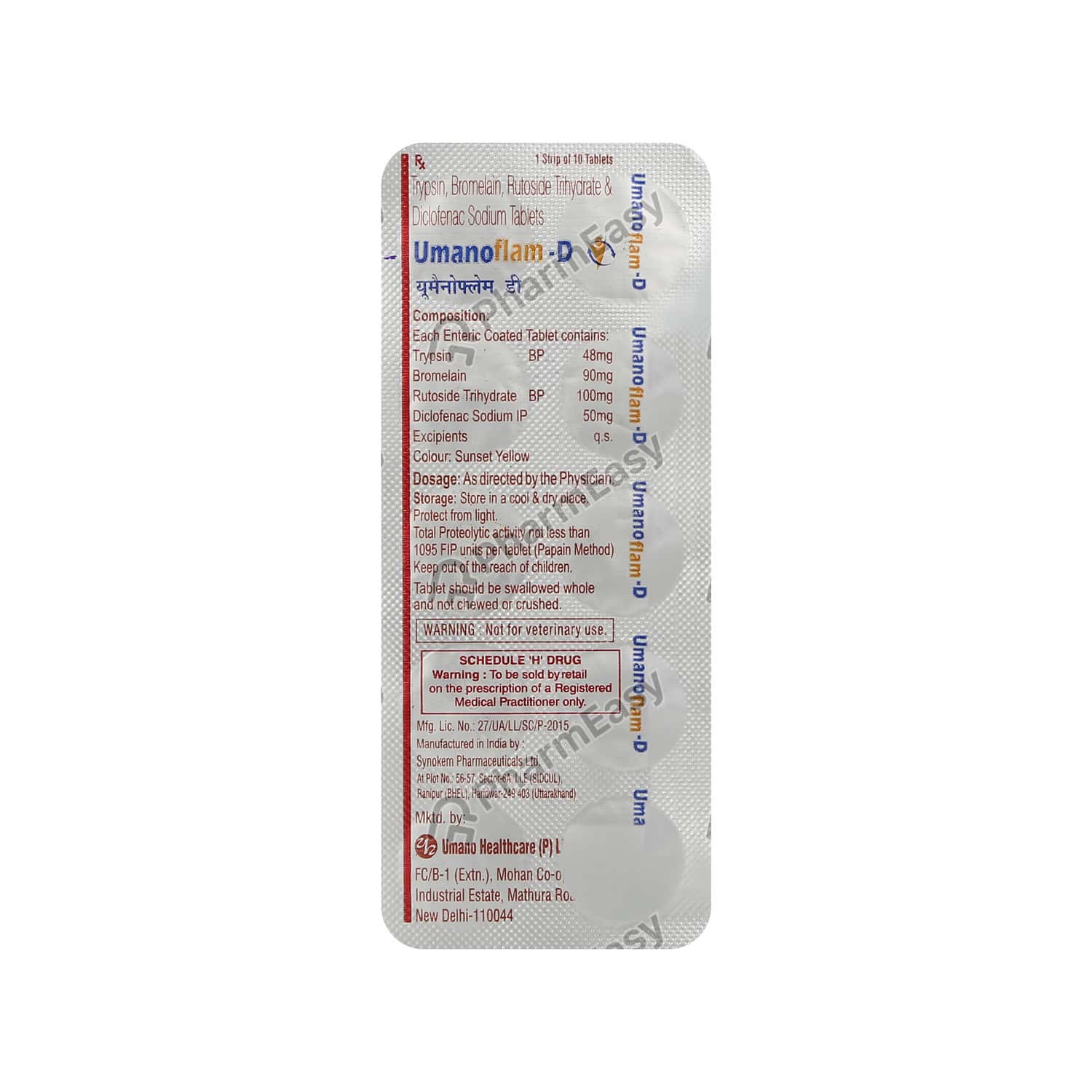 Umanoflam D Strip Of 10 Tablets: Uses, Side Effects, Price, Dosage ...