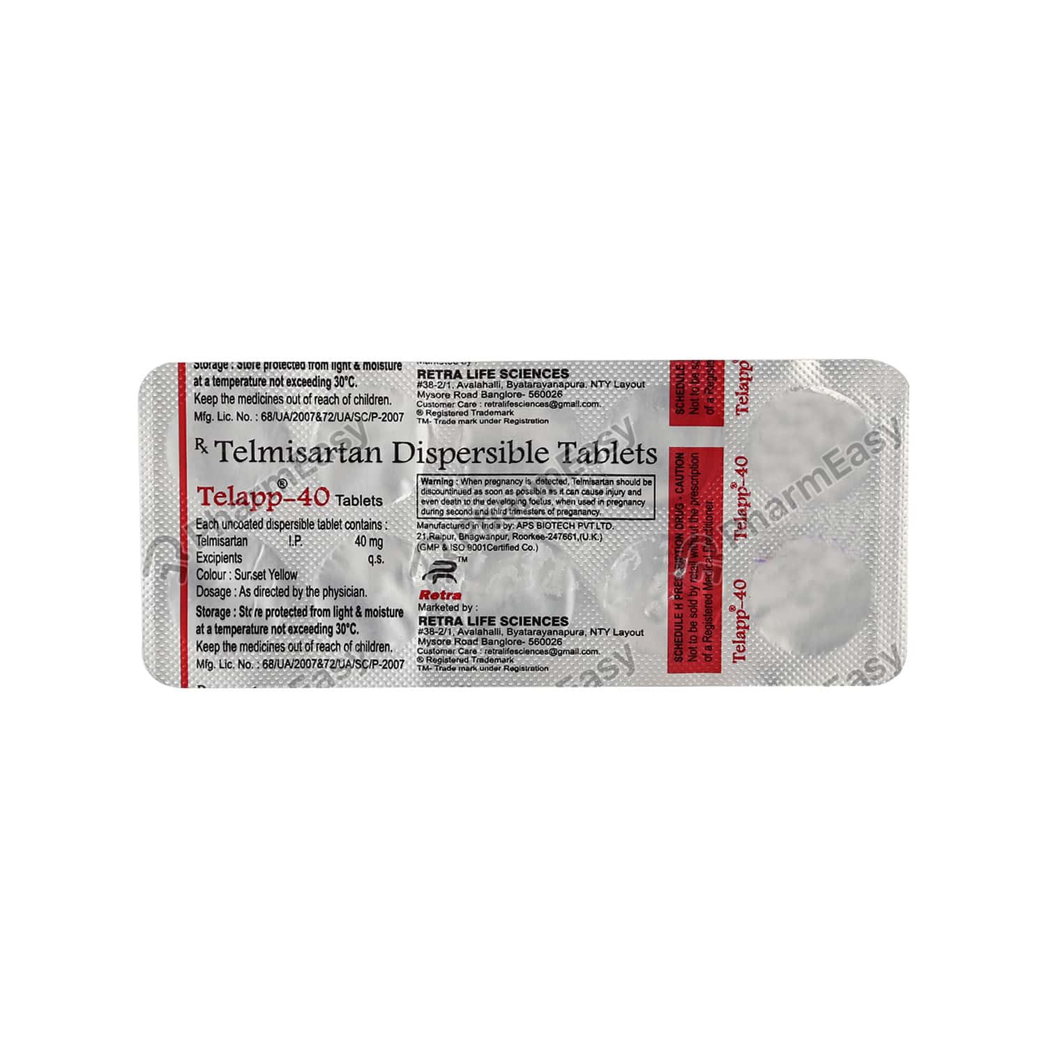 Telapp 40 MG Tablet (10) - Uses, Side Effects, Dosage, Composition ...