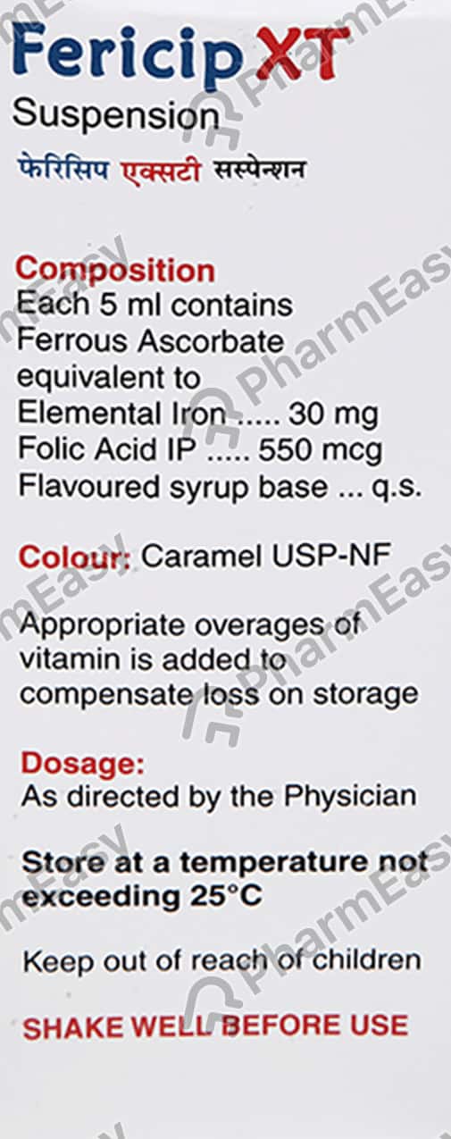 Fericip Xt Suspension 150ml: Uses, Side Effects, Price & Dosage | PharmEasy