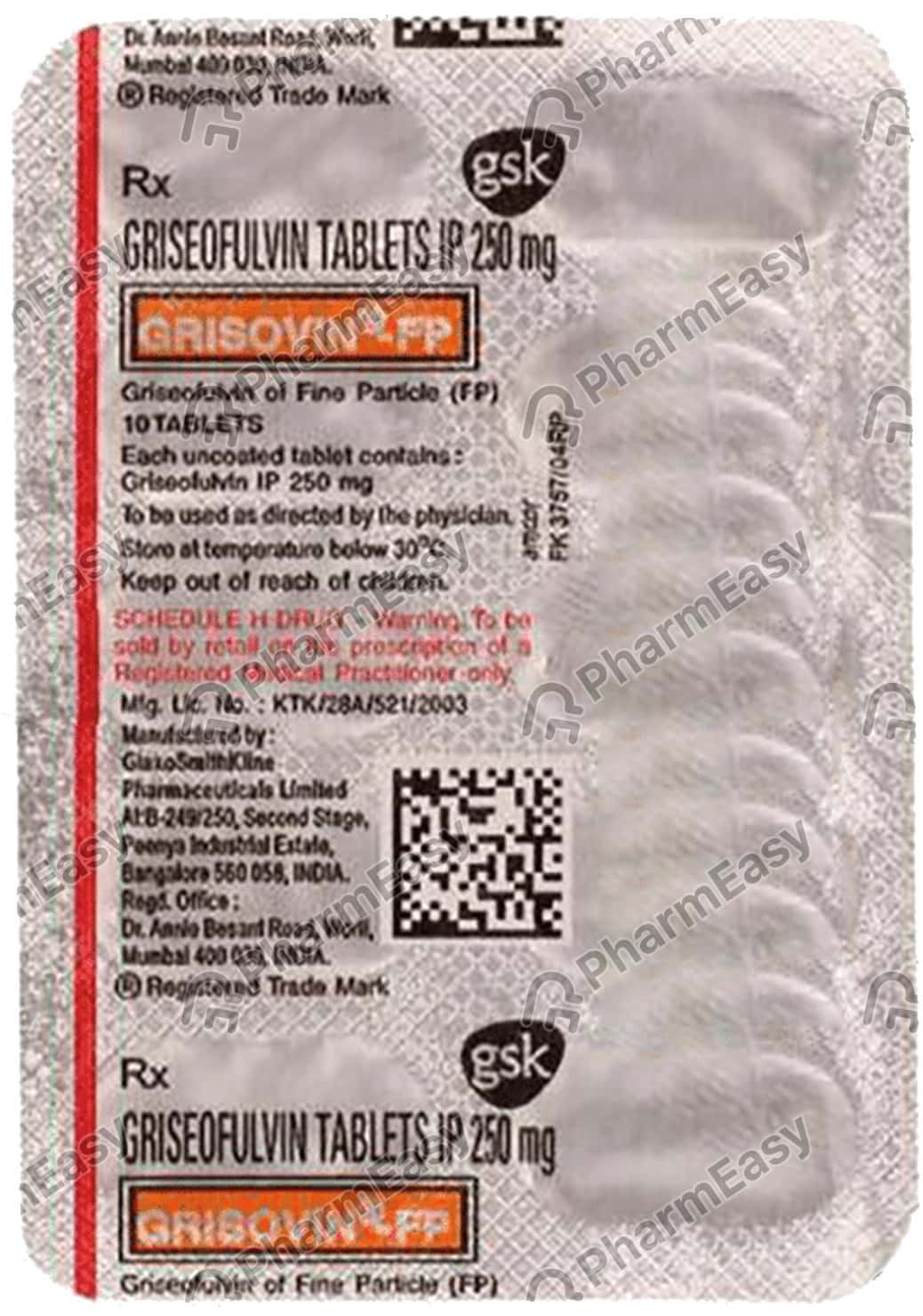 Grisovin 250 MG Tablet (10): Uses, Side Effects, Price & Dosage | PharmEasy