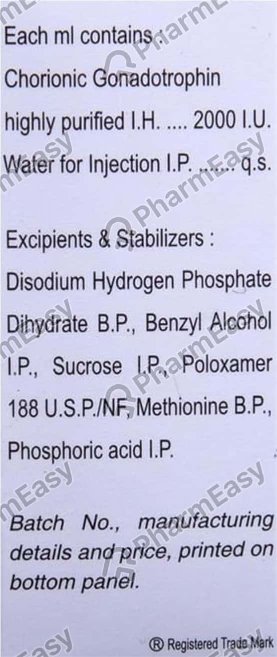 Hucog Hp 2000 IU Injection (1): Uses, Side Effects, Price & Dosage ...