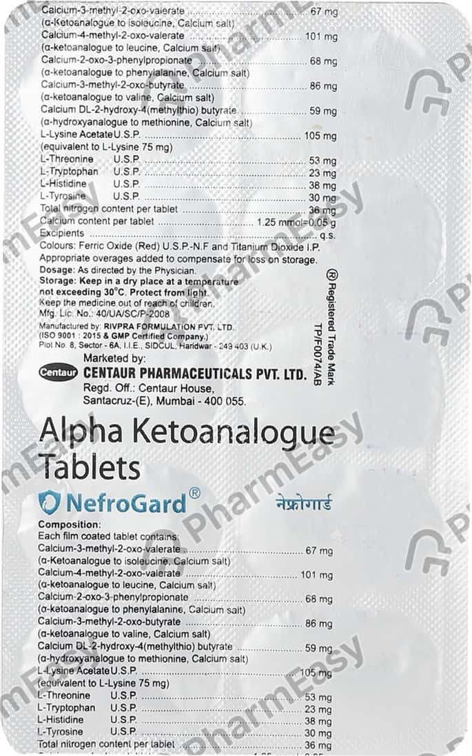 Nefrogard Strip Of 10 Tablets: Uses, Side Effects, Price & Dosage ...
