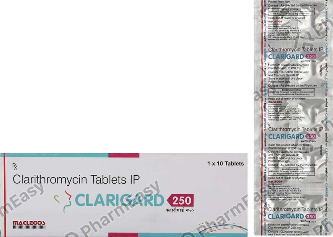 Clarigard 250 MG Tablet (10): Uses, Side Effects, Price & Dosage ...