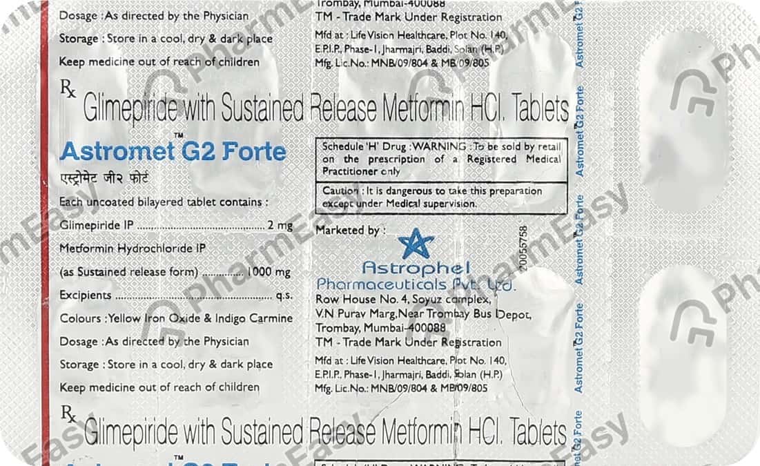 Astromet G 2mg Forte Strip Of 10 Tablets: Uses, Side Effects, Price ...