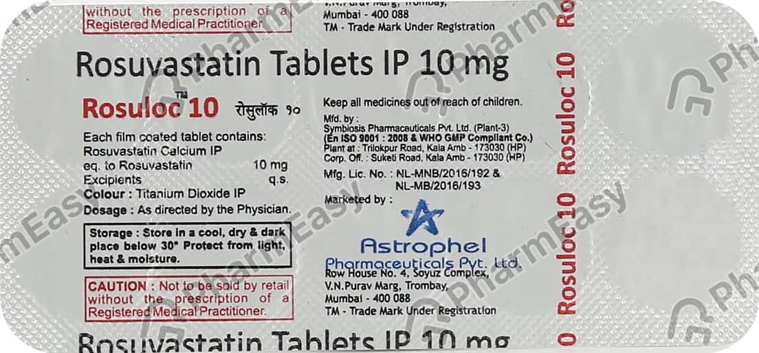 Rosuloc 10 MG Tablet (10): Uses, Side Effects, Price & Dosage | PharmEasy