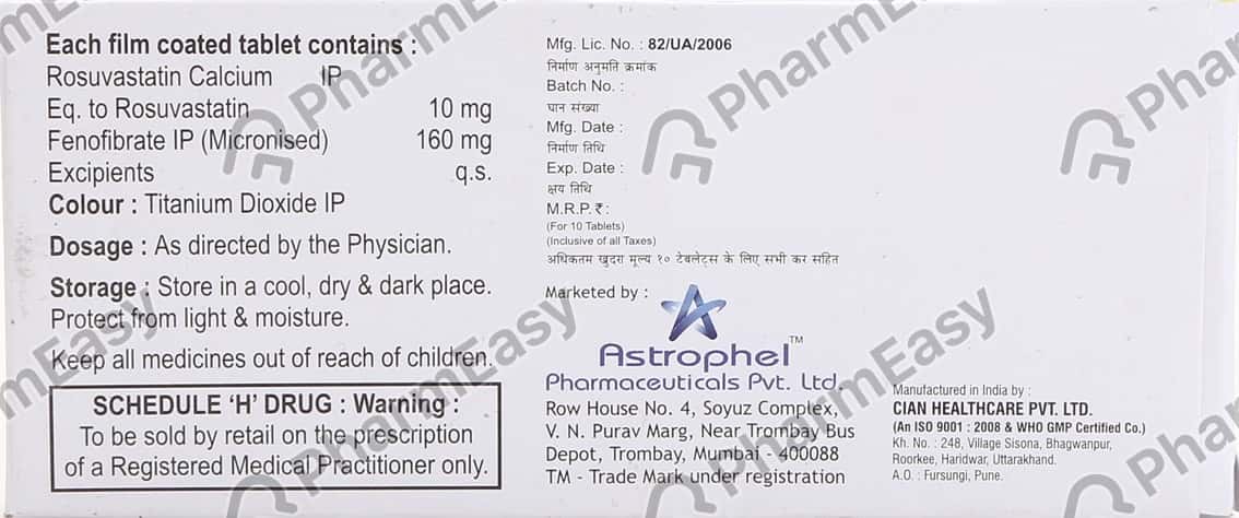 Rosuloc F 10mg Tablet: Uses, Side Effects, Price & Dosage | PharmEasy