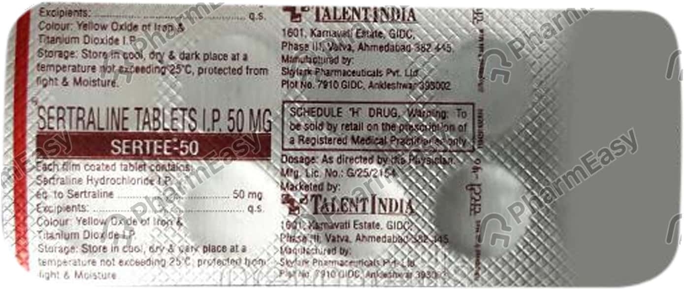 Sertee 50 MG Tablet (10): Uses, Side Effects, Price & Dosage | PharmEasy
