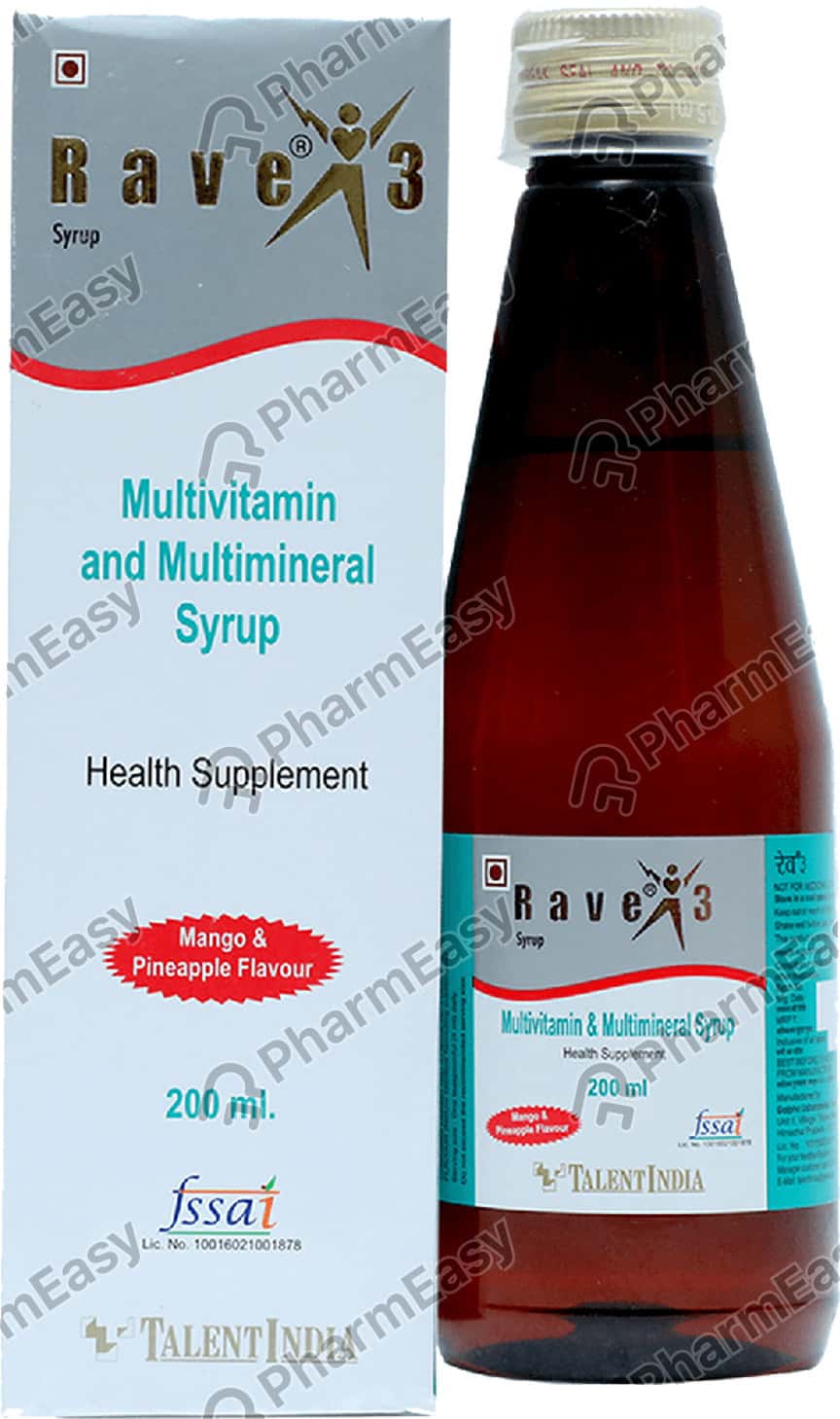 Buy Rave 3 Mango And Pineapple Flavour Bottle Of 200ml Syrup Online at ...