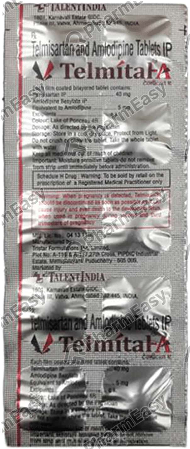 Telmital A Strip Of 10 Tablets: Uses, Side Effects, Price & Dosage ...