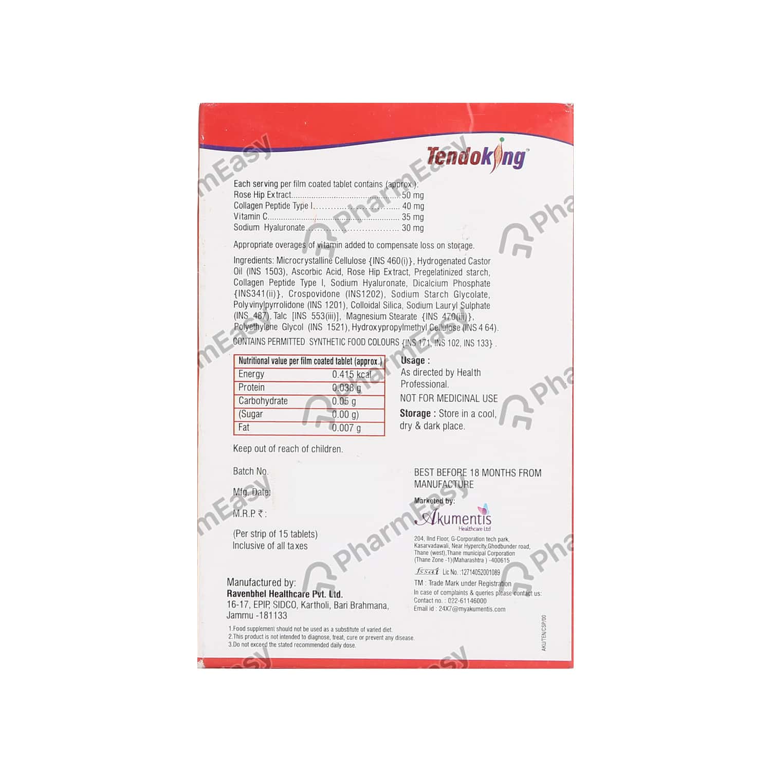 Buy Tendoking Tablet (15) Online at Flat 18% OFF* | PharmEasy