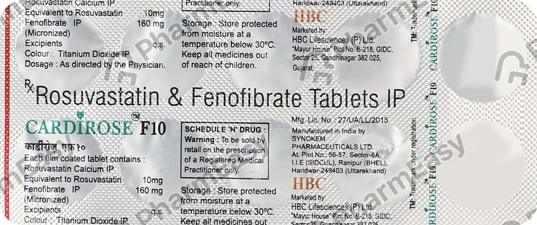 Cardirose F 10mg Strip Of 10 Tablets: Uses, Side Effects, Price ...