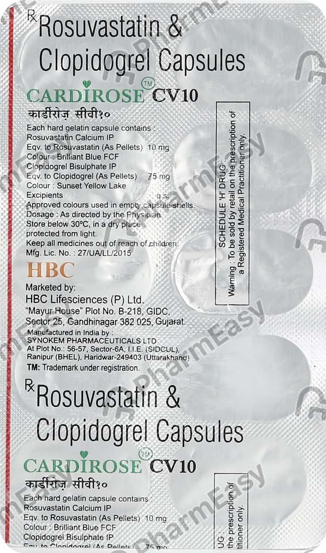 Cardirose Cv 10mg Strip Of 10 Capsules: Uses, Side Effects, Price ...