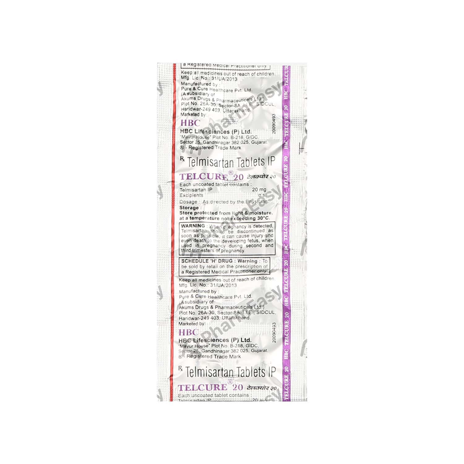 Telcure 20 MG Tablet (10) - Uses, Side Effects, Dosage, Composition ...