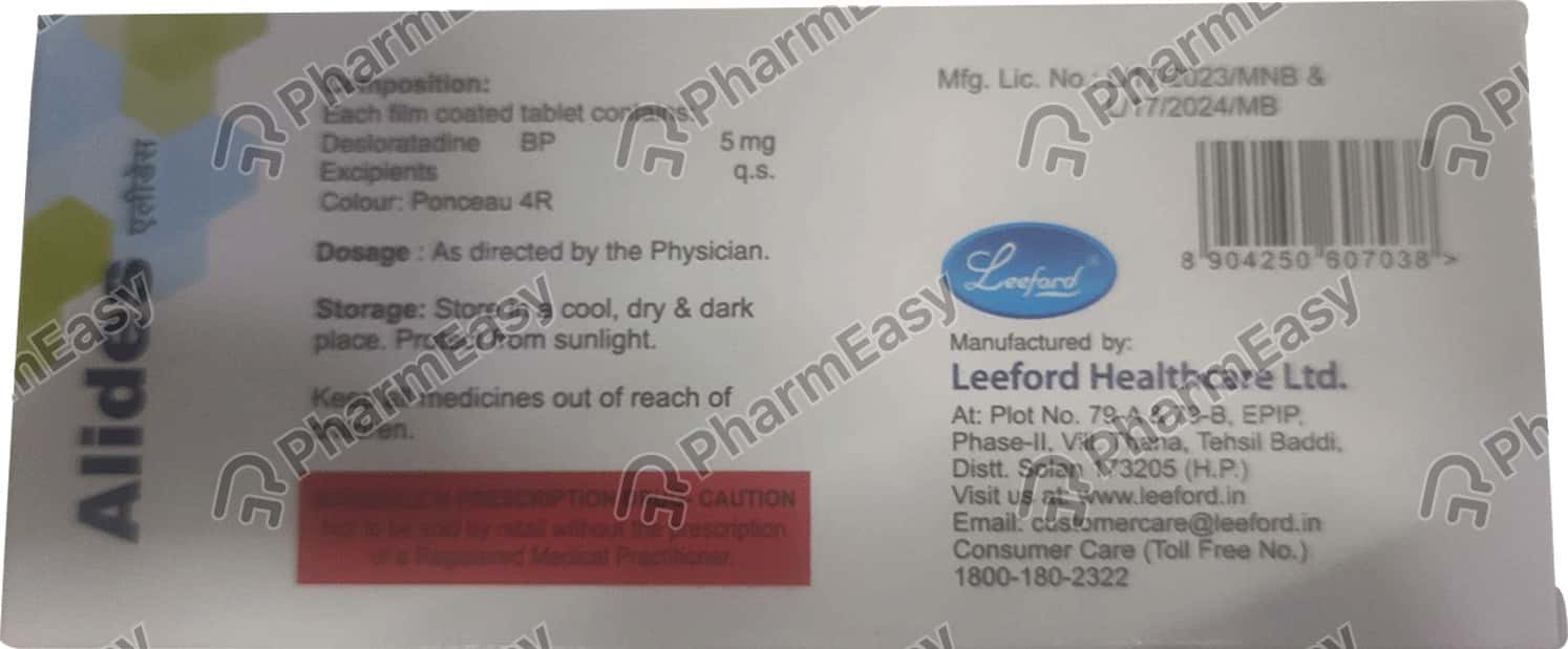 Alides 5 MG Tablet (10): Uses, Side Effects, Price & Dosage | PharmEasy