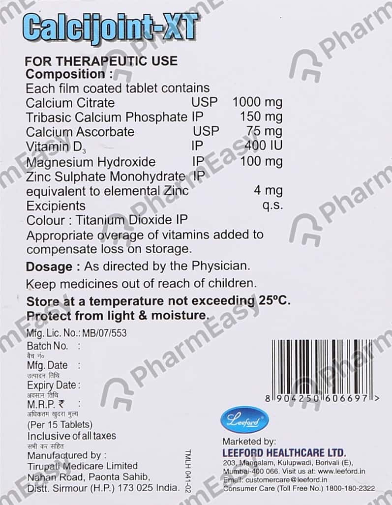 Buy Calcijoint Xt Strip Of 15 Tablets Online at Flat 15% OFF | PharmEasy