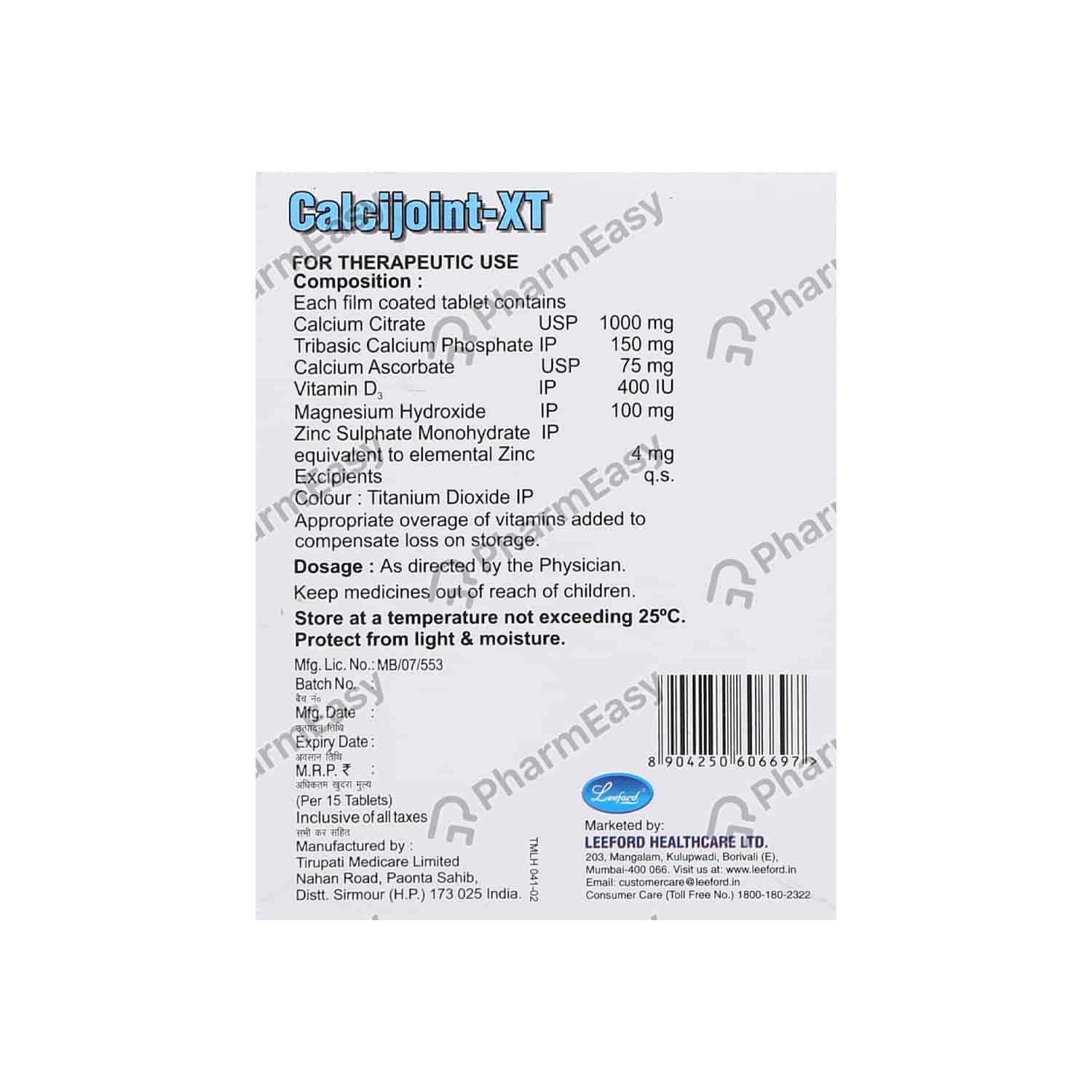 Buy Calcijoint Xt Tablet Online at Flat 18% OFF* | PharmEasy