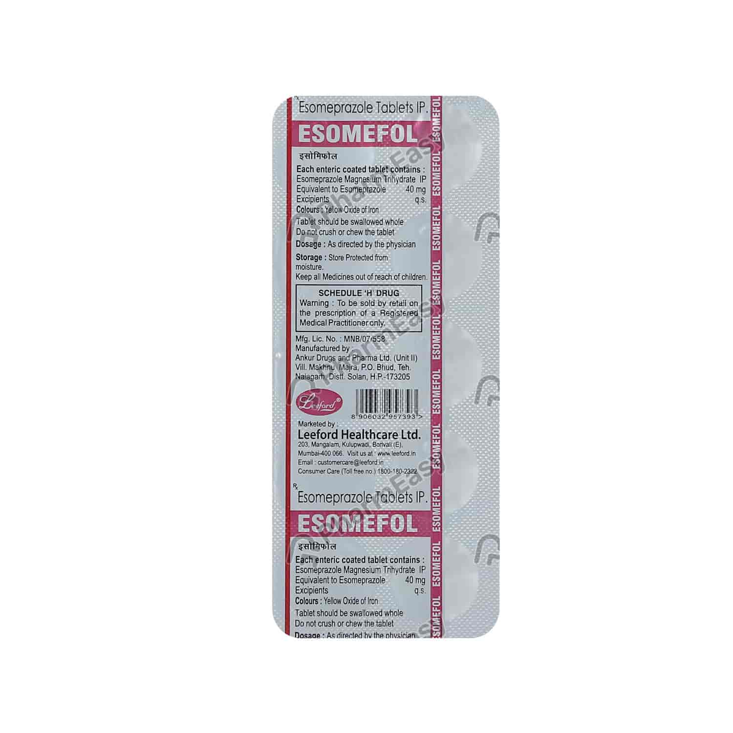 Buy Esomefol 40mg Strip Of 10 Tablets Online at Flat 18% OFF* | PharmEasy