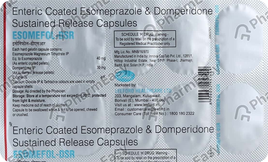 Esomefol Dsr Strip Of 10 Capsules: Uses, Side Effects, Price & Dosage ...