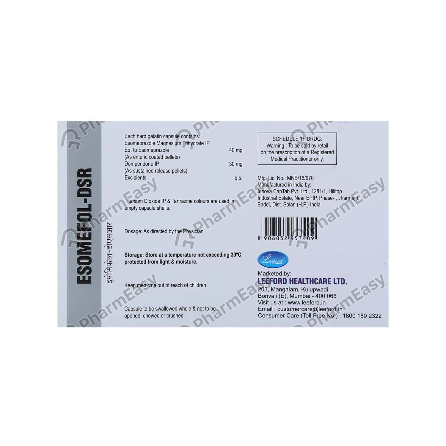 Buy Esomefol Dsr Capsule Online at Flat 18% OFF* | PharmEasy