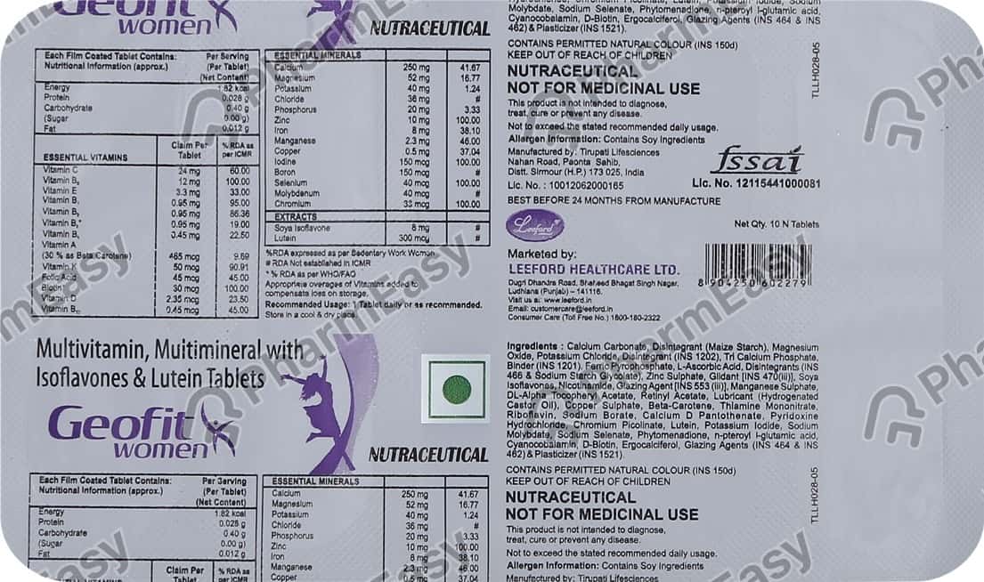 Buy Geofit Women Strip Of 10 Tablets Online at Flat 15% OFF | PharmEasy