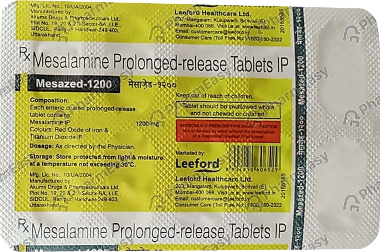 Mesazed 1.2 G Tablet (10): Uses, Side Effects, Price & Dosage | PharmEasy