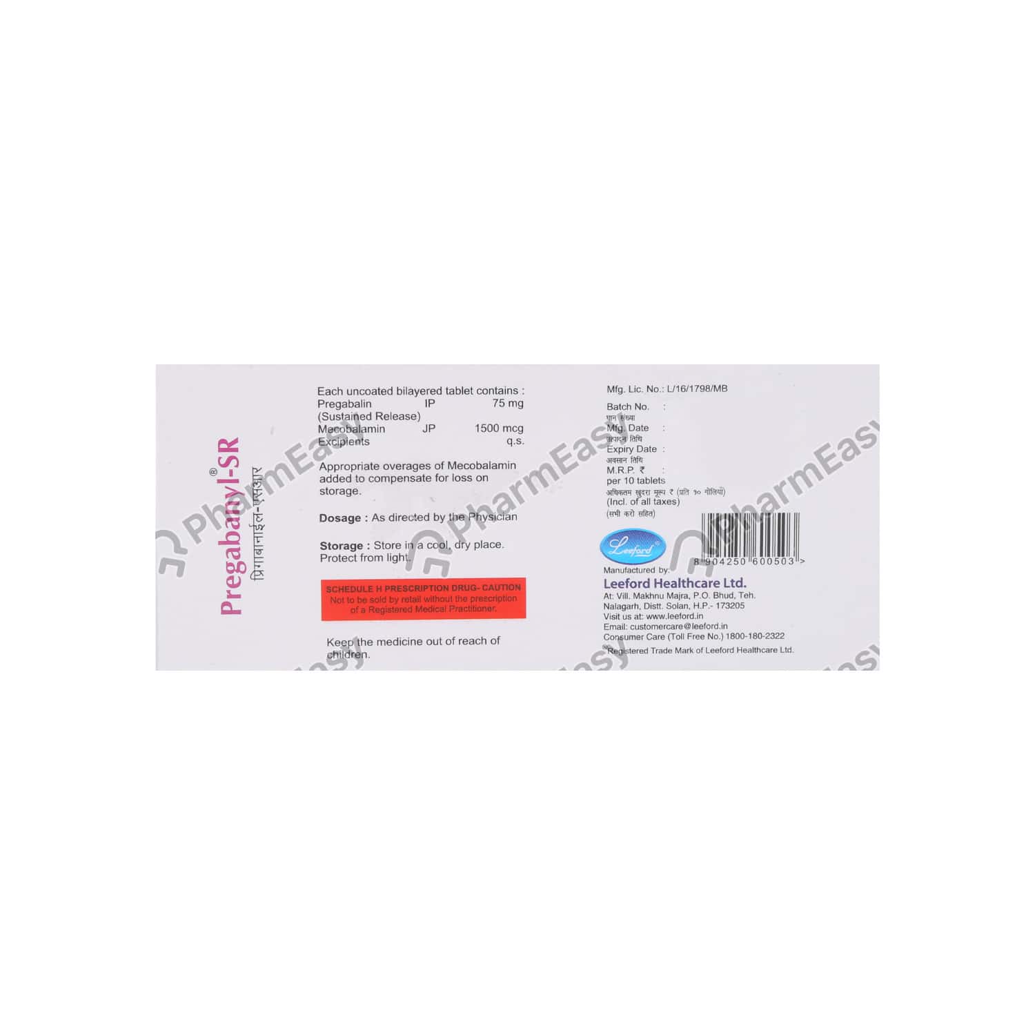 Pregabanyl Sr Tablet Uses Side Effects Dosage Composition And Price