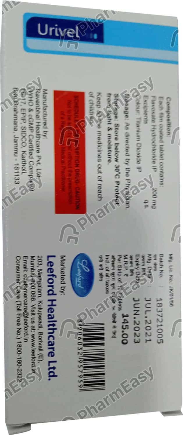 Urivel 200 MG Tablet (10): Uses, Side Effects, Price & Dosage | PharmEasy