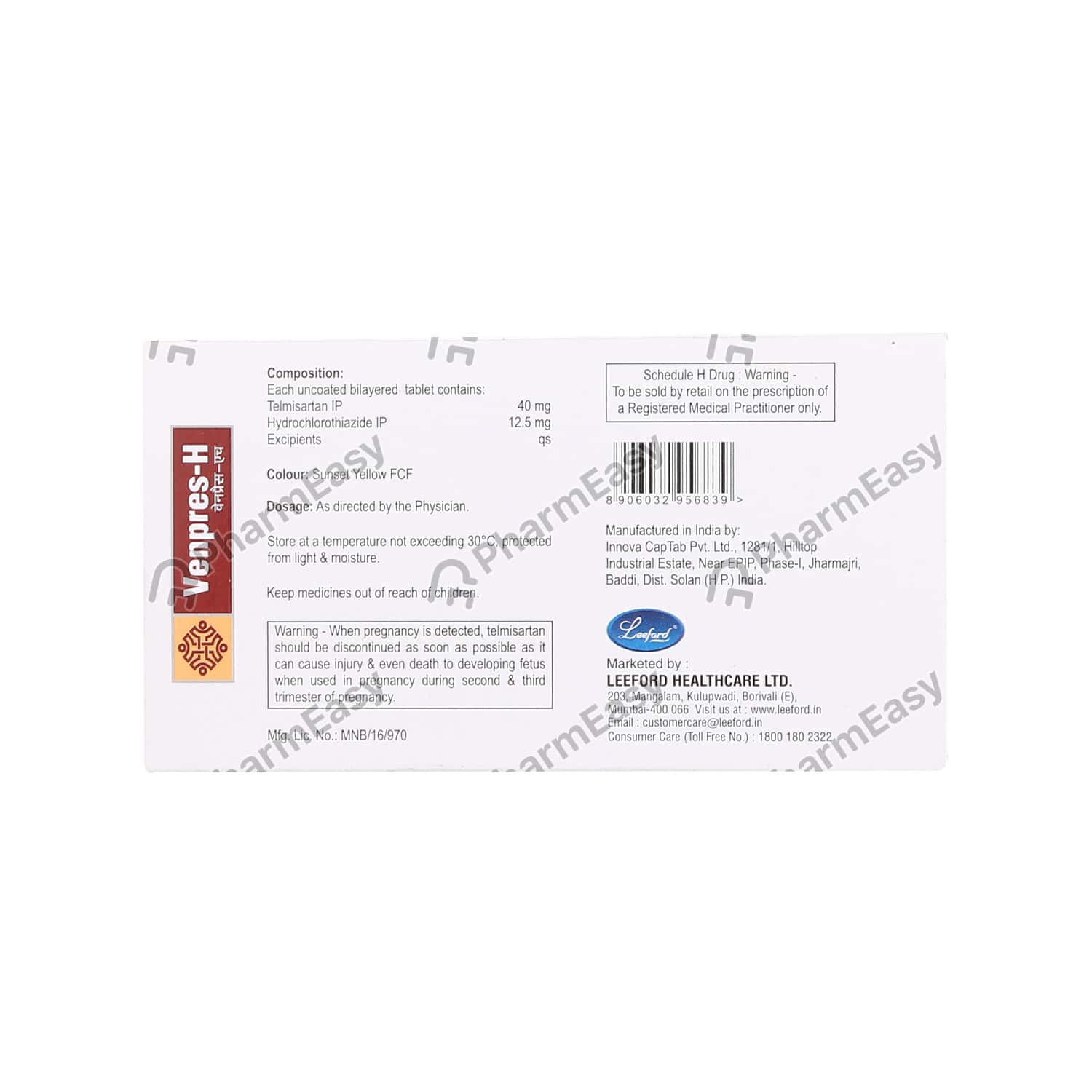 Venpres H Tablet - Uses, Side Effects, Dosage, Composition & Price ...