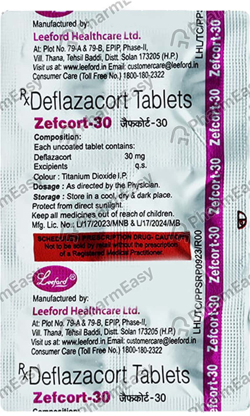 Zefcort 30 MG Tablet (6): Uses, Side Effects, Price & Dosage | PharmEasy