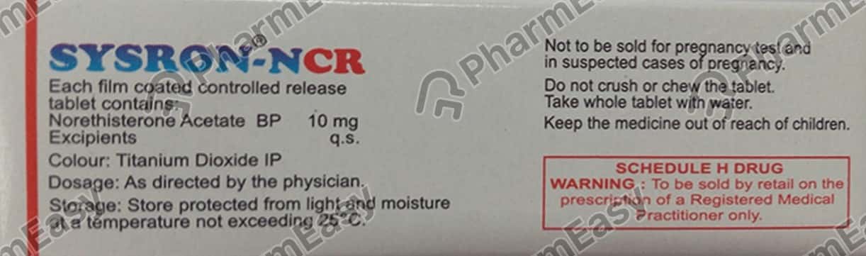Sysron Ncr 10 MG Tablet (10): Uses, Side Effects, Price & Dosage ...