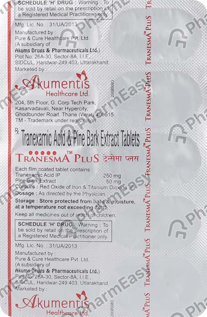 Buy Tranesma Plus Strip Of 10 Tablets Online at Flat 15% OFF | PharmEasy