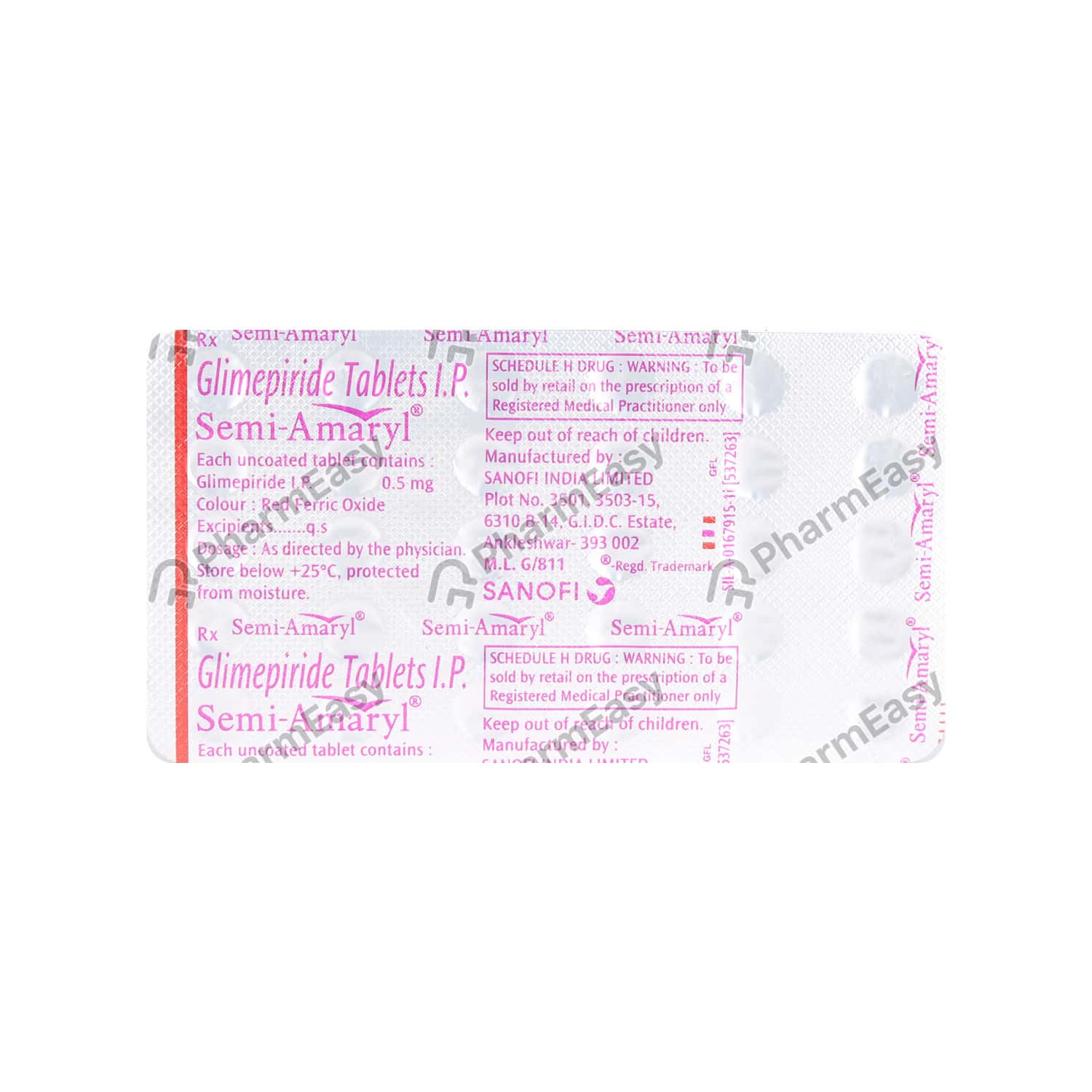 Semi Amaryl 0.5 MG Tablet (30) - Uses, Side Effects, Dosage ...