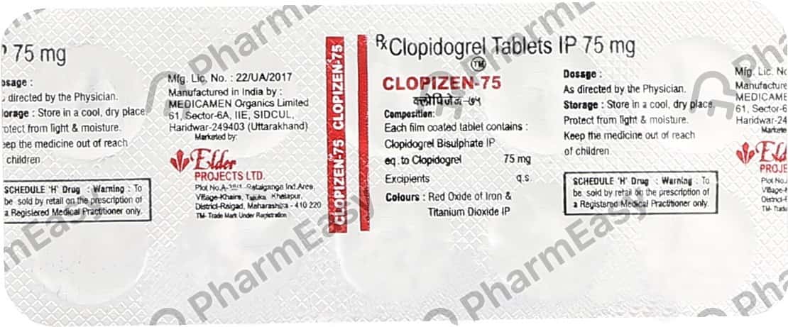 Clopizen 75 MG Tablet (10): Uses, Side Effects, Price & Dosage | PharmEasy