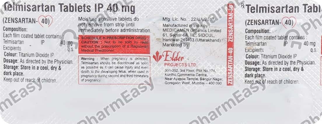 Zensartan 40 MG Tablet (10): Uses, Side Effects, Price & Dosage | PharmEasy