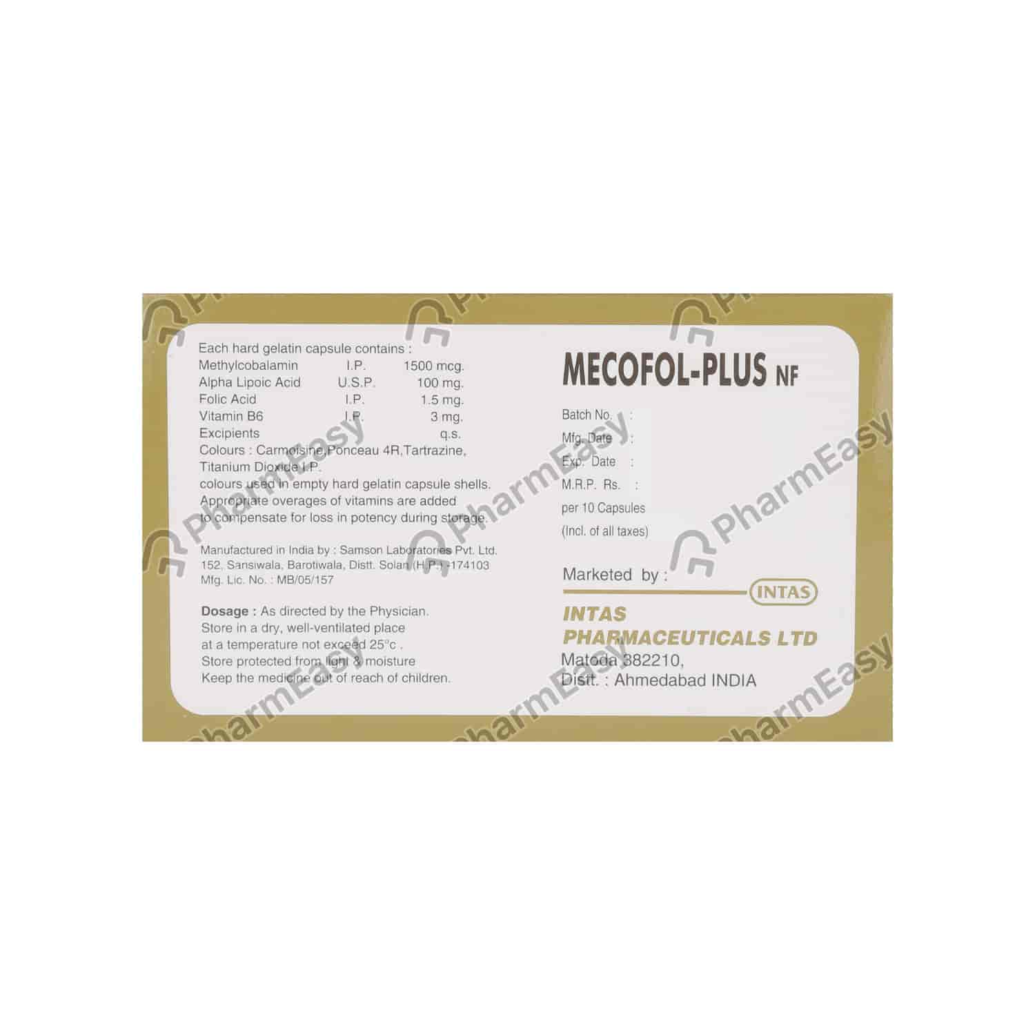Buy Mecofol Plus Nf Capsule Online at Flat 18% OFF* | PharmEasy