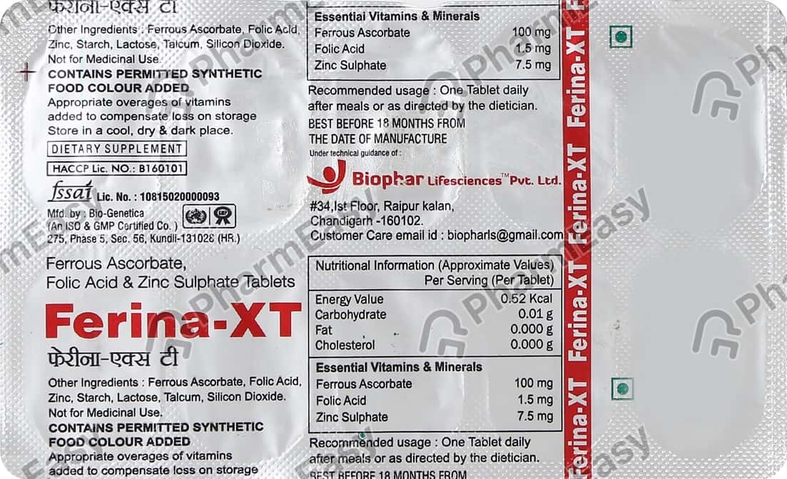 Ferina Xt Tablet: Uses, Side Effects, Price & Dosage | PharmEasy