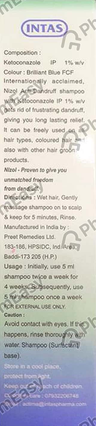Nizol 1 %W/V Shampoo (100): Uses, Side Effects, Price & Dosage | PharmEasy