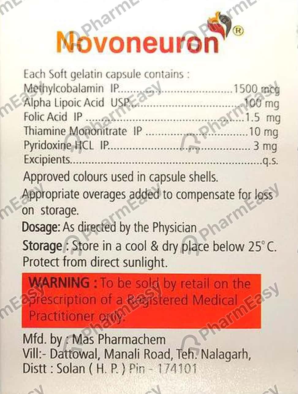 Novoneuron Strip Of 10 Capsules: Uses, Side Effects, Price & Dosage ...